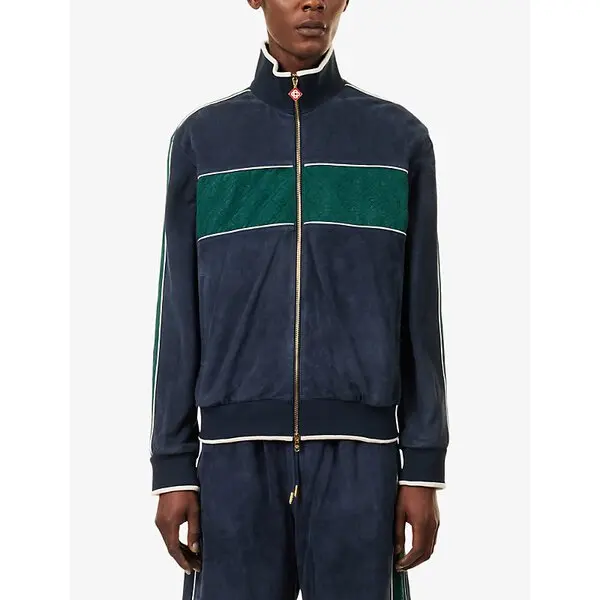 Casablanca Brand-print Track Suede Jacket