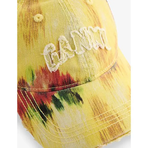GANNI Logo Appliqué Cotton Tie-dye Baseball Cap