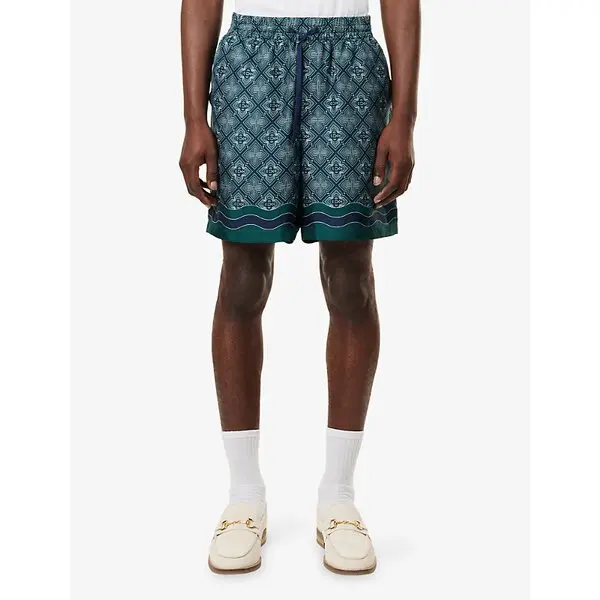 Casablanca Radiating Monogram Silk Shorts