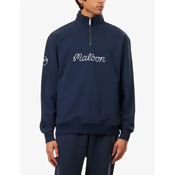 MALBON Collegiate Brand-print Cotton Jumper