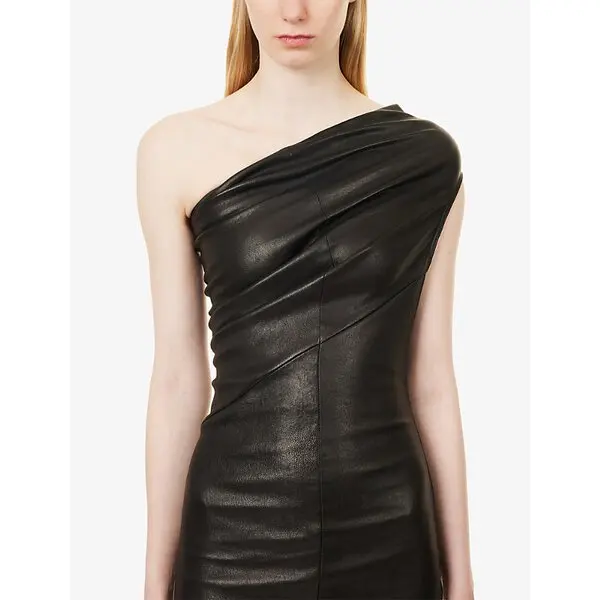 Rick Owens Athena Asymmetrical Leather Gown