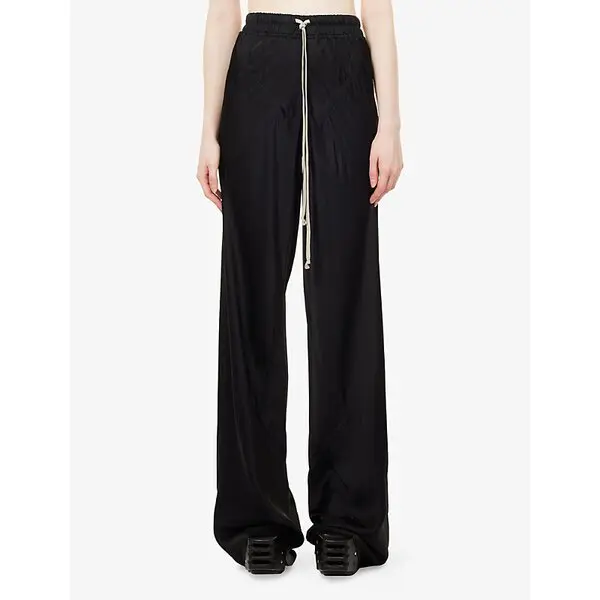 Rick Owens Drawstring Bias Wide-leg Satin Trousers
