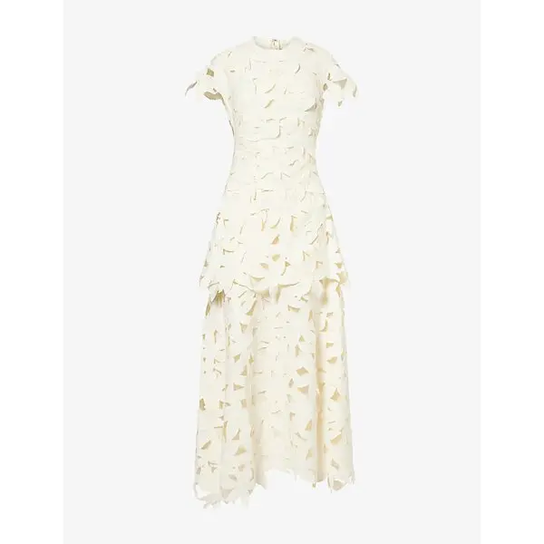 Simkhai Neve Floral Cut-out Woven Midi Dress - Ivory