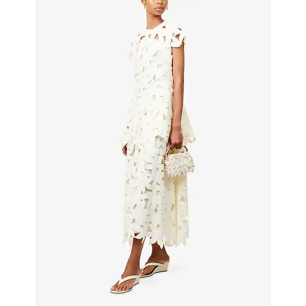 Simkhai Neve Floral Cut-out Woven Midi Dress