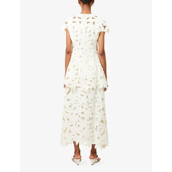 Simkhai Neve Floral Cut-out Woven Midi Dress