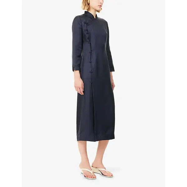 ROHE FRAMES Pankou Knotted Silk Midi Dress