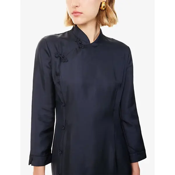 ROHE FRAMES Pankou Knotted Silk Midi Dress