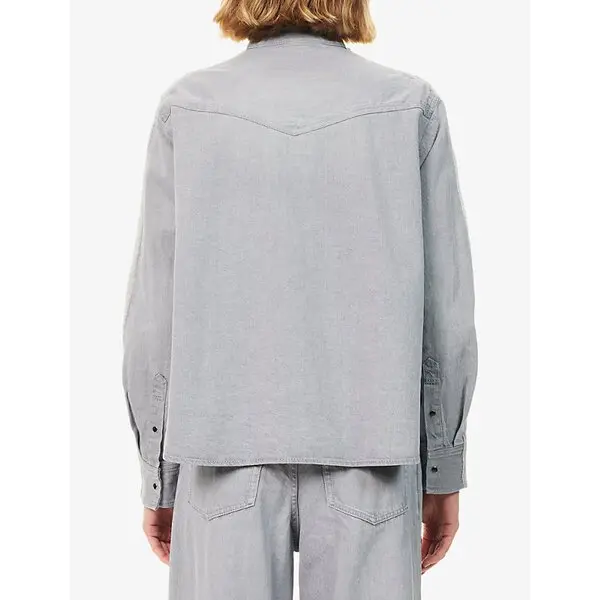 Sacai Contrast Panelled Denim And Cotton-knit Cardigan - Gray