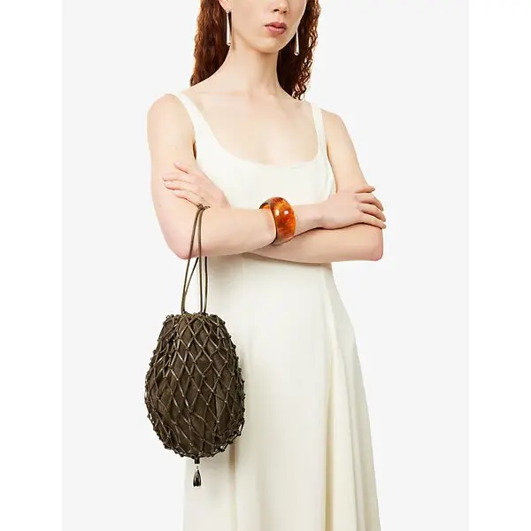 Savette Macrame Suede And Leather Pouch