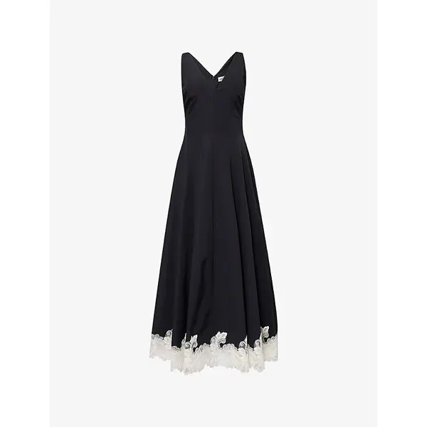 Simkhai Mira Lace-trim Cotton-blend Midi Dress - Black Multi