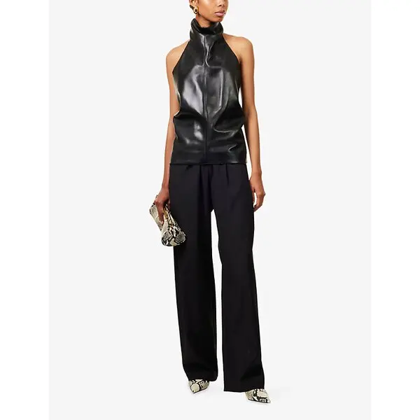 Khaite Rone Halter-neck Leather Top