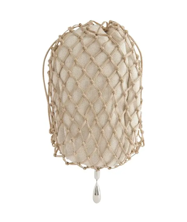 Savette Macrame Leather Pouch - Bone