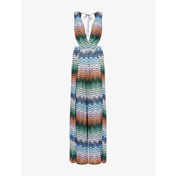 Missoni Backless Flared Knitted Jumpsuit Cover-up - Multi