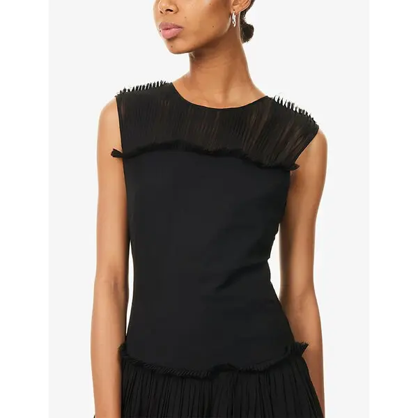 ABADIA Sera Plissé-pleated Silk Midi Dress