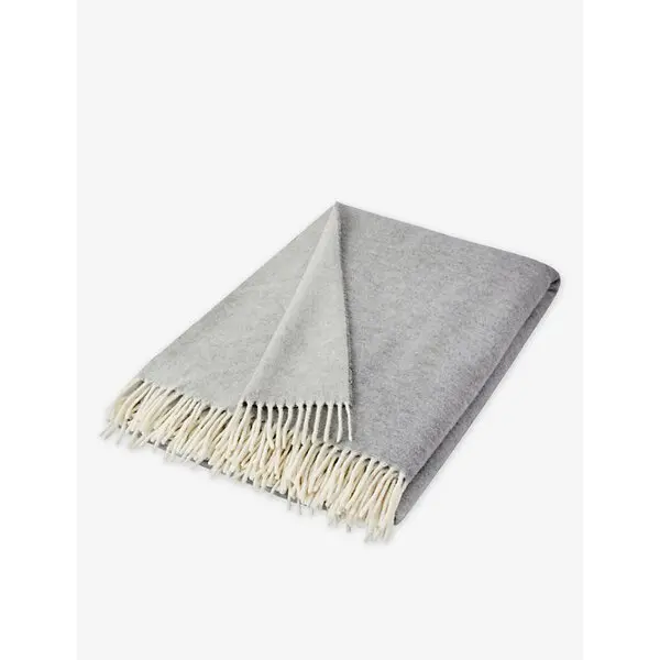 THE WHITE COMPANY Logo Wool And Cashmere-blend Throw 140cm X 200cm - Grey