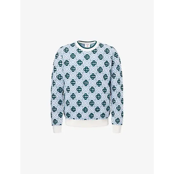 Casablanca Monogram Crew-neck Wool Jumper - Blue