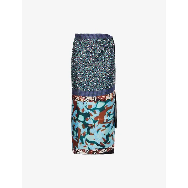 Dries Van Noten Silk Wrap Midi Skirt - Dessin A
