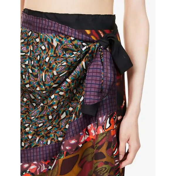Dries Van Noten Scarf Wrap Silk Midi Skirt - Dessin B