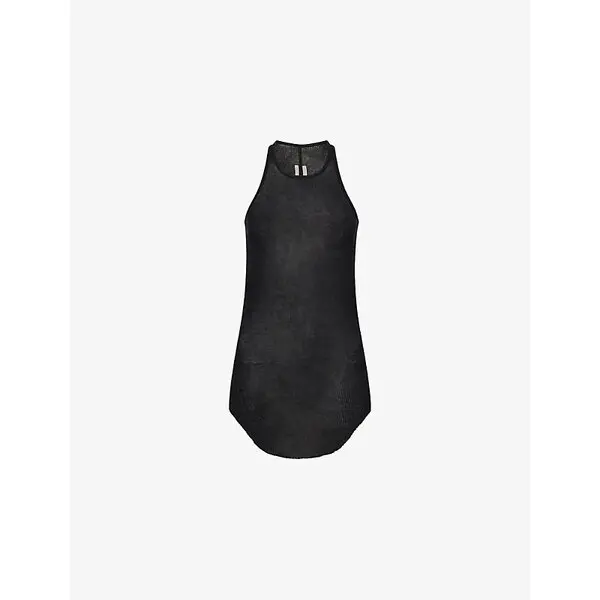 Rick Owens Basic Ribbed Silk-blend Tank Top - Black