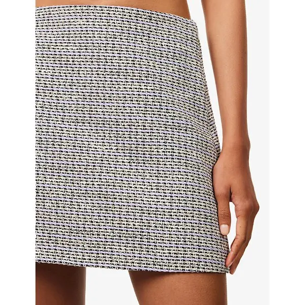 Theory Striped Tweed Cotton-blend Mini Skirt