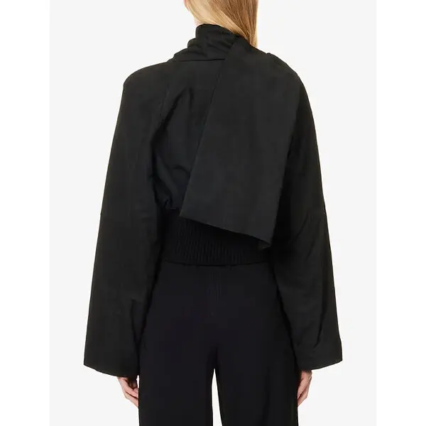 Rick Owens Scarf Flight Suede Bomber Jacket