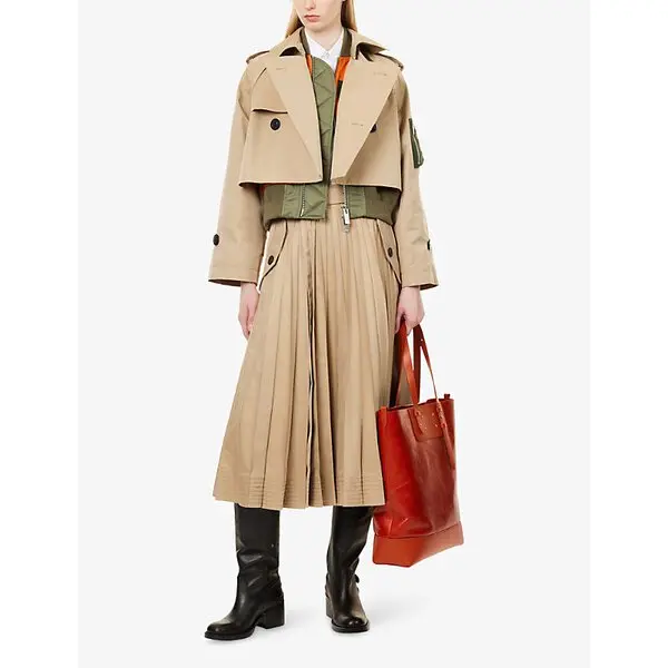 Sacai Layered Blouson Cotton-gabardine And Woven-twill Jacket