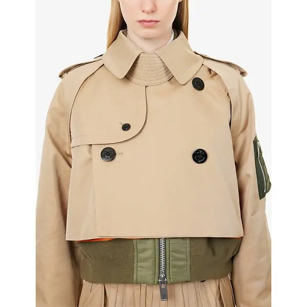 Sacai Layered Blouson Cotton-gabardine And Woven-twill Jacket