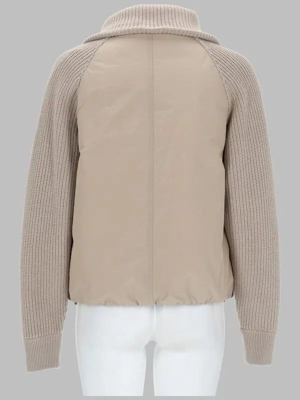 Brunello Cucinelli Techno Cotton Taffeta And Virgin Wool Blend Puffer Jacket - Beige