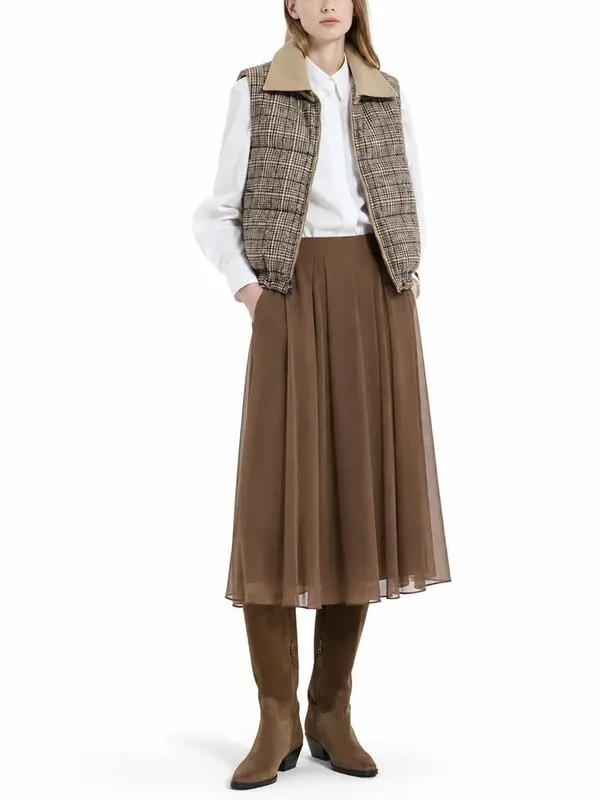 Brunello Cucinelli Silk Organza Skirt - Brown