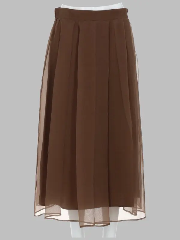 Brunello Cucinelli Silk Organza Skirt - Brown