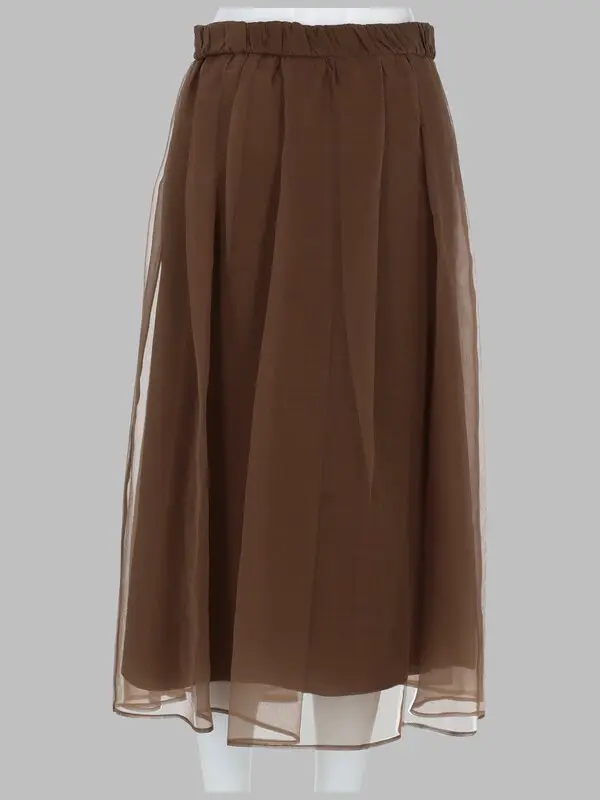 Brunello Cucinelli Silk Organza Skirt - Brown
