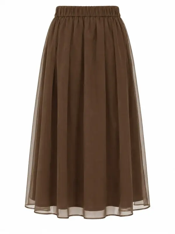Brunello Cucinelli Silk Organza Skirt - Brown