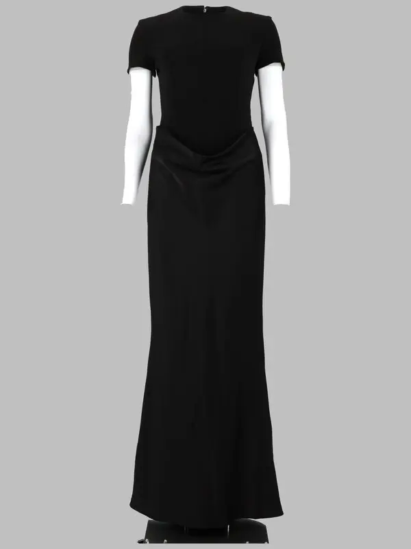 ROTATE BY BIRGER CHRISTENSEN Draped Maxi Dress With Short Sleeves - Black