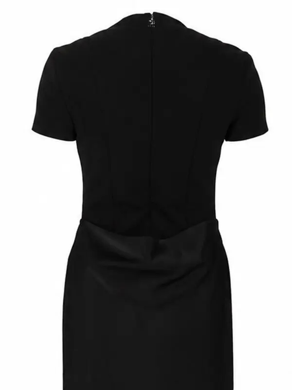 ROTATE BY BIRGER CHRISTENSEN Draped Maxi Dress With Short Sleeves - Black