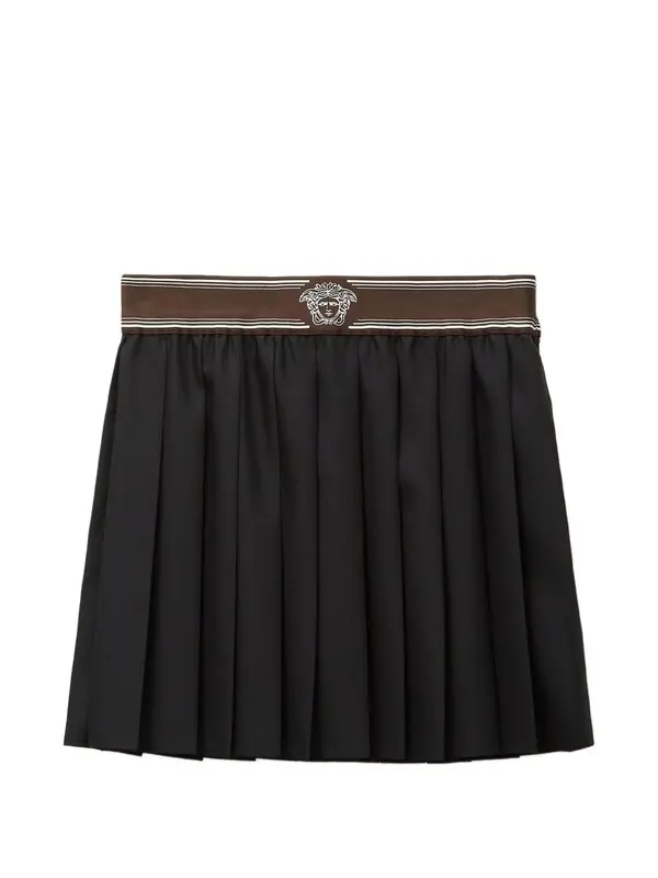 Versace Medusa Motif Wool-mohair Pleated Skirt - Nero