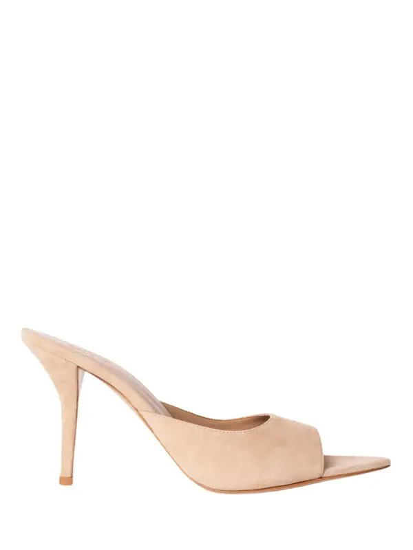 GIA BORGHINI Perni04 Suede Leather Heels - Beige