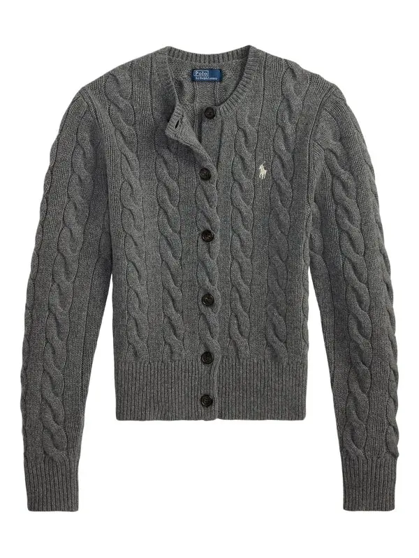Polo Ralph Lauren Ribbed Wool-cashmere Blend Quarter-button Sweater - Grigio