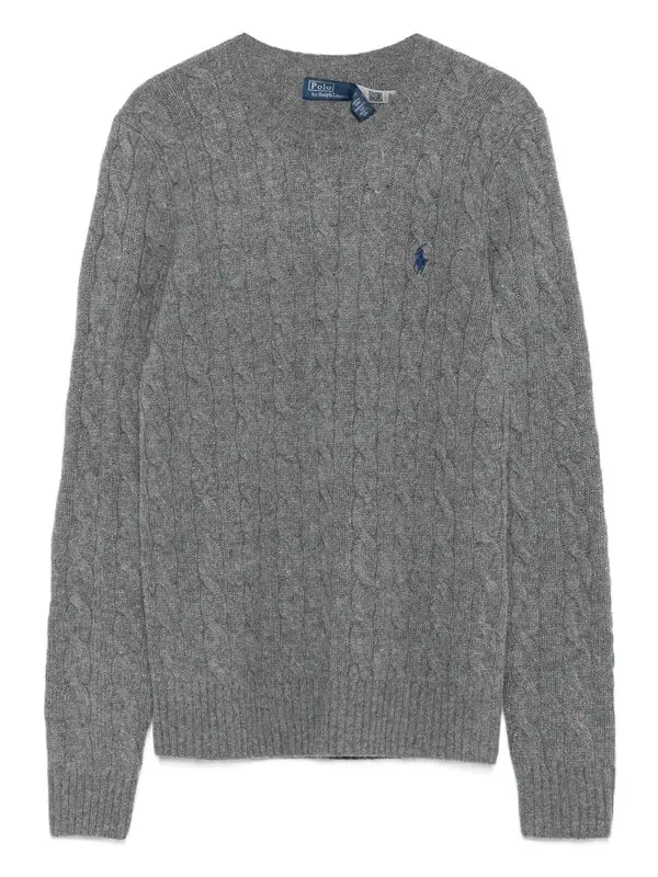 Polo Ralph Lauren Rib-knit Crewneck Sweater With Embroidered Pony - Grigio