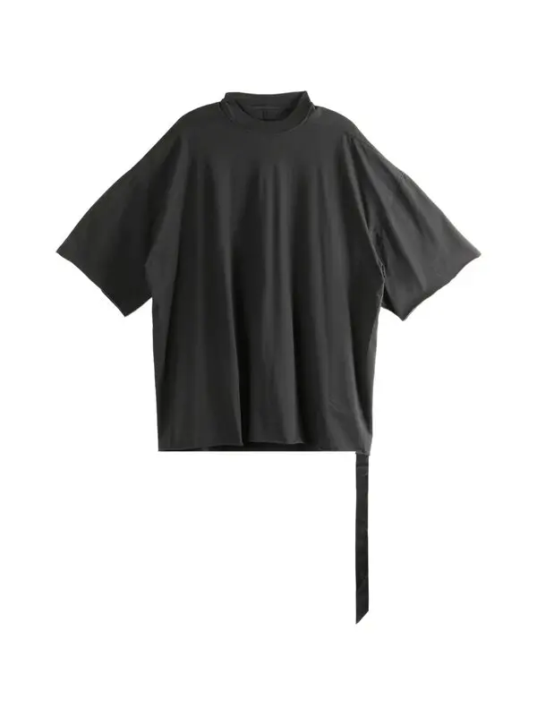 Rick Owens Cotton Crewneck T-shirt With Raw Hem And Short Sleeves - Nero
