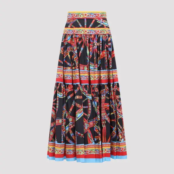 Dolce & Gabbana Printed Cotton Midi Skirt - Multicolour