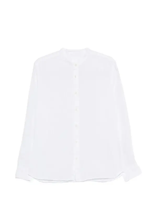 120% Lino Slim-fit Linen Mandarin Collar Shirt For
