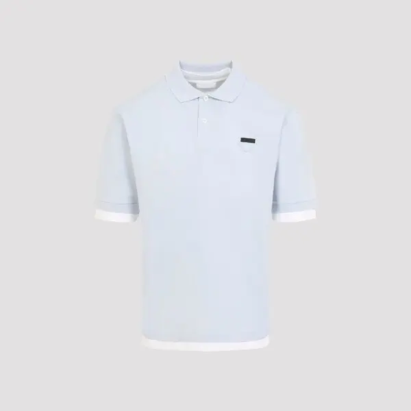 Prada Printada Cotton Polo Shirt For - Blue