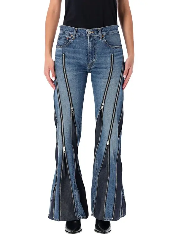 Junya Watanabe Zipped Flared Jeans - Blue