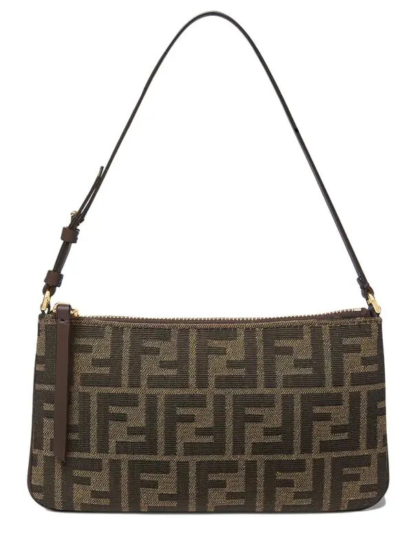 Fendi Ff Jacquard Mini Zip Crossbody Bag - Marrone