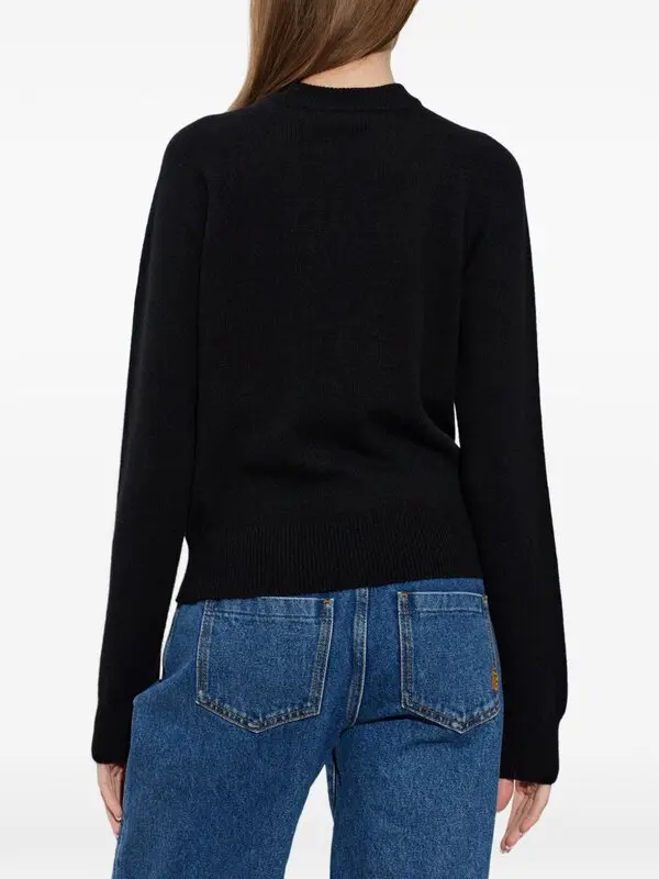 Balmain Cashmere Crewneck Sweater With Button Detailing