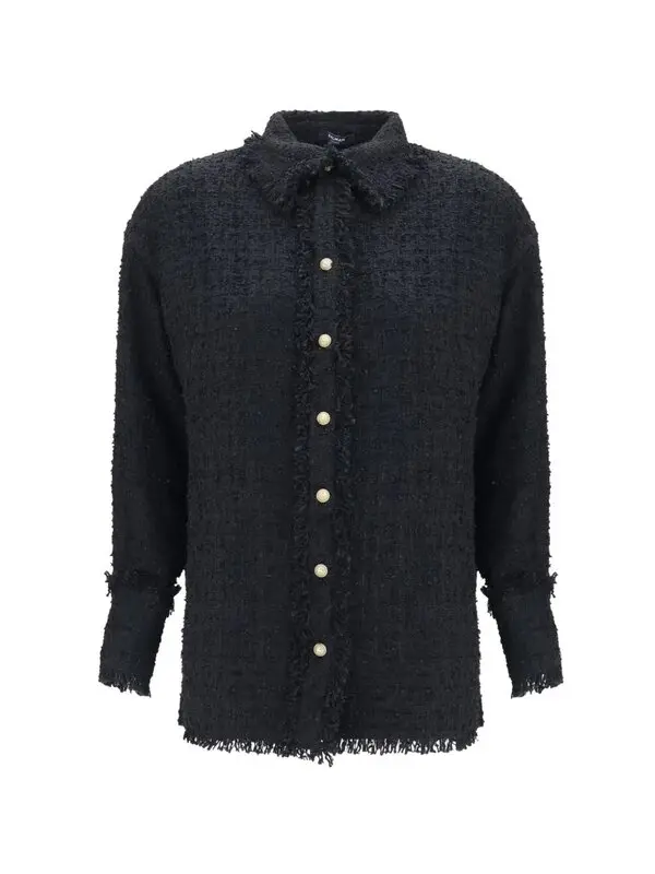 Balmain Tweed Overshirt - Black