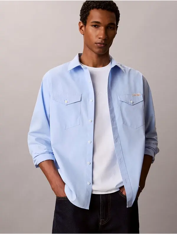 Calvin Klein Utility Washed Poplin Easy Shirt - Windsurfer