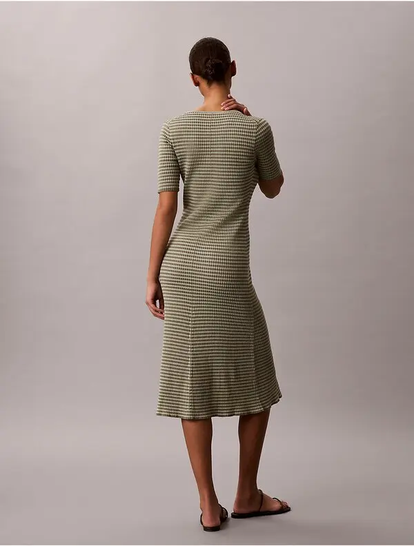 Calvin Klein Cotton Rayon Stripe Midi Dress - Deep Lichen Green