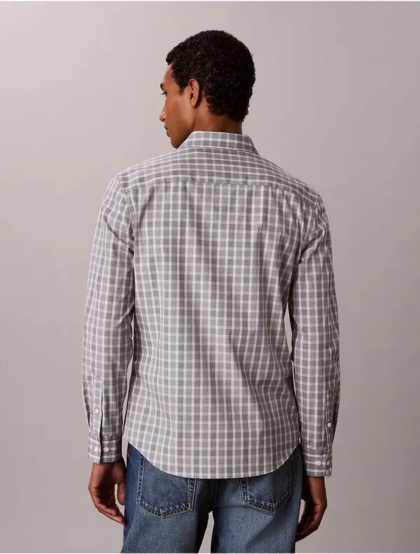 Calvin Klein Yarn-dyed Plaid Slim Shirt - Blue Nomad
