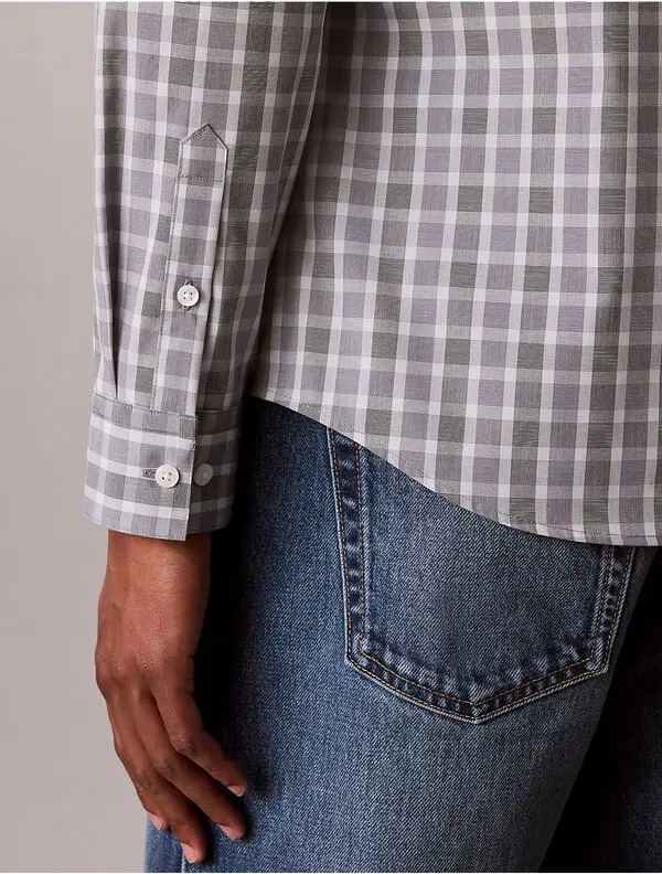 Calvin Klein Yarn-dyed Plaid Slim Shirt - Blue Nomad